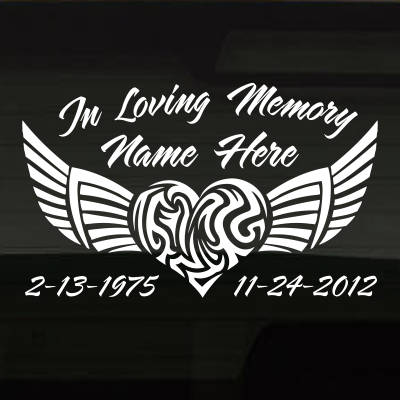 You Selected Heart Tribal Wings In Loving Memory Decal Graphic. Now ...